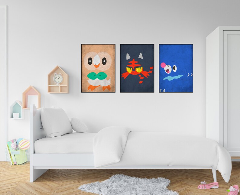 Seventh Generation Starter Poster Set Rowlet Litten Popplio - Etsy