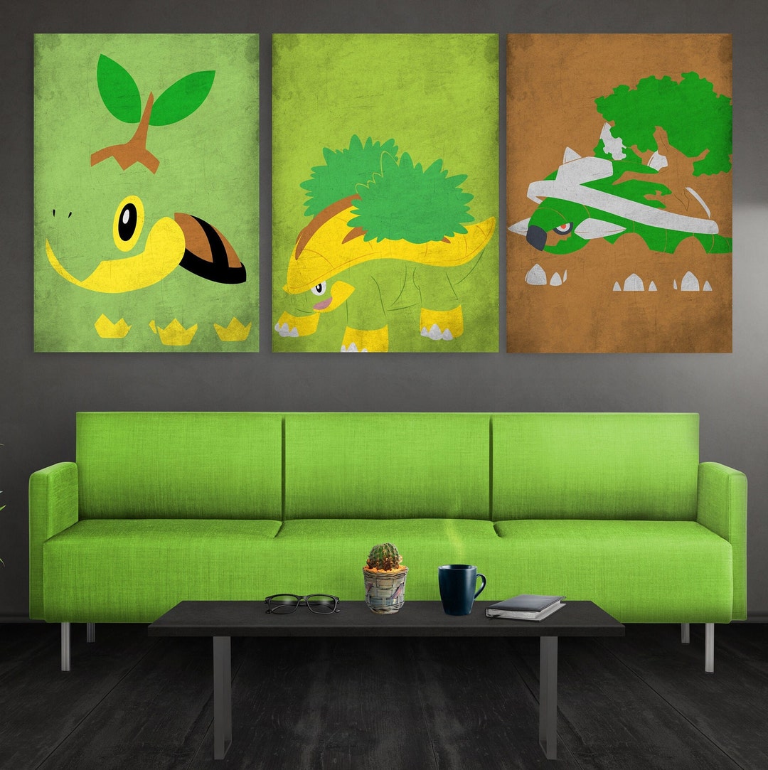 Turtwig Evolution Poster Set Turtwig Grotle Torterra Poster Set Wall ...