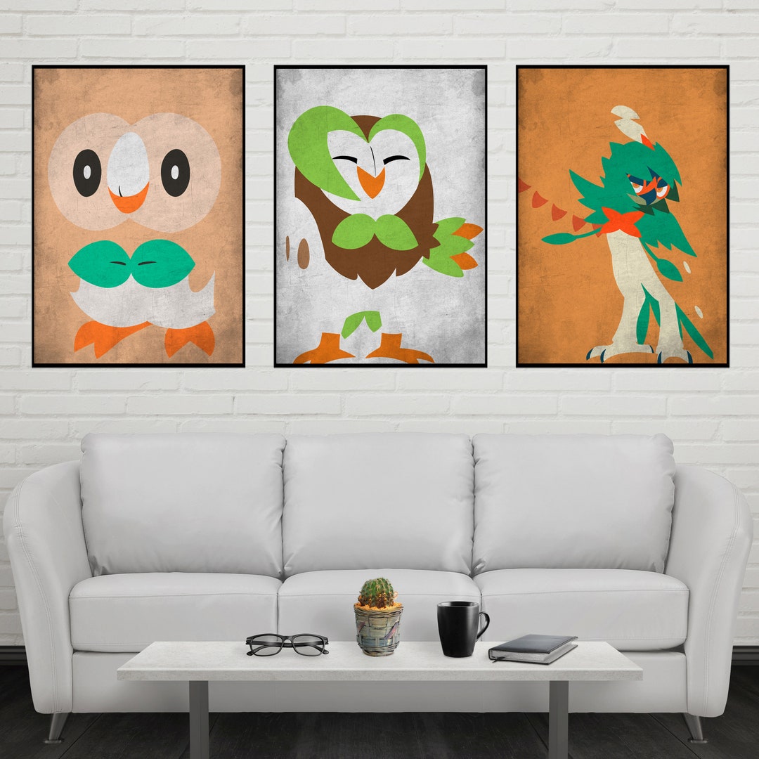 Rowlet Dartrix Decidueye Print Set Rowlet Evolution Wall Art - Etsy