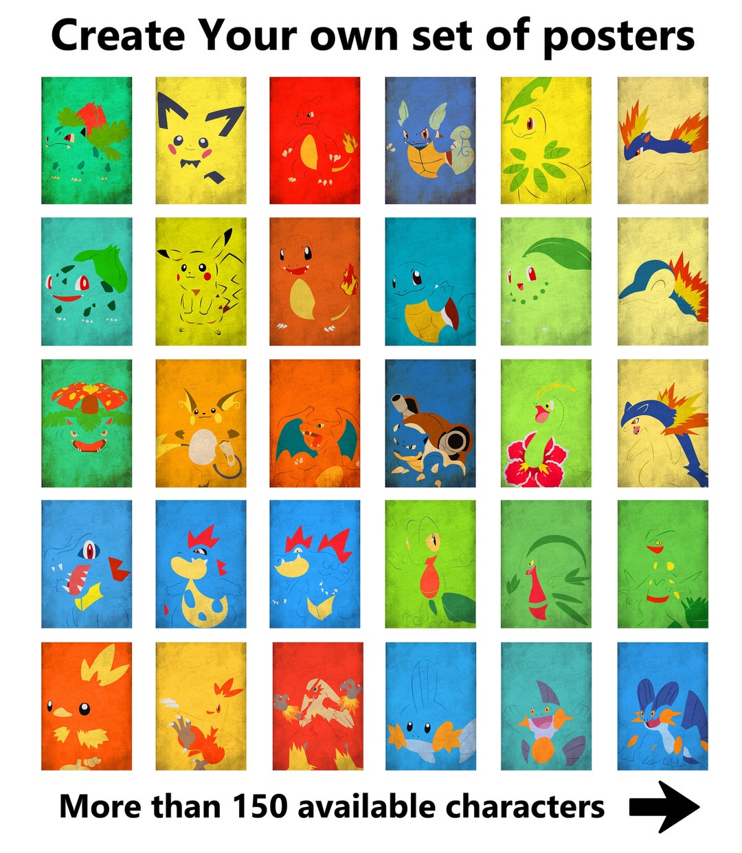 Сhoose Your Own Pokemon Poster Set Сustom Pokemon Poster Set Gift for ...