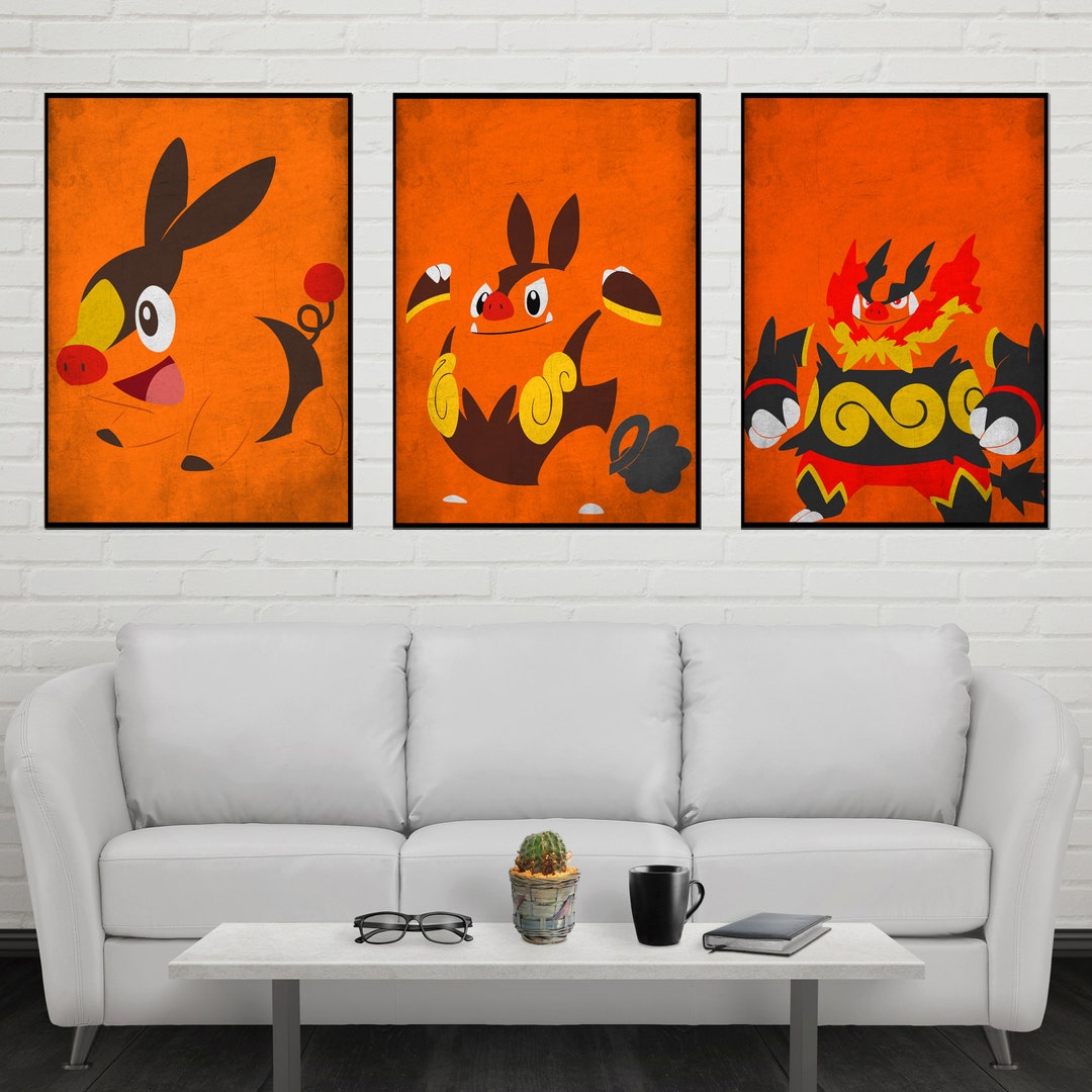 Tepig Evolution Poster Set Tepig Pignite Emboar Poster Set Tepig Print ...
