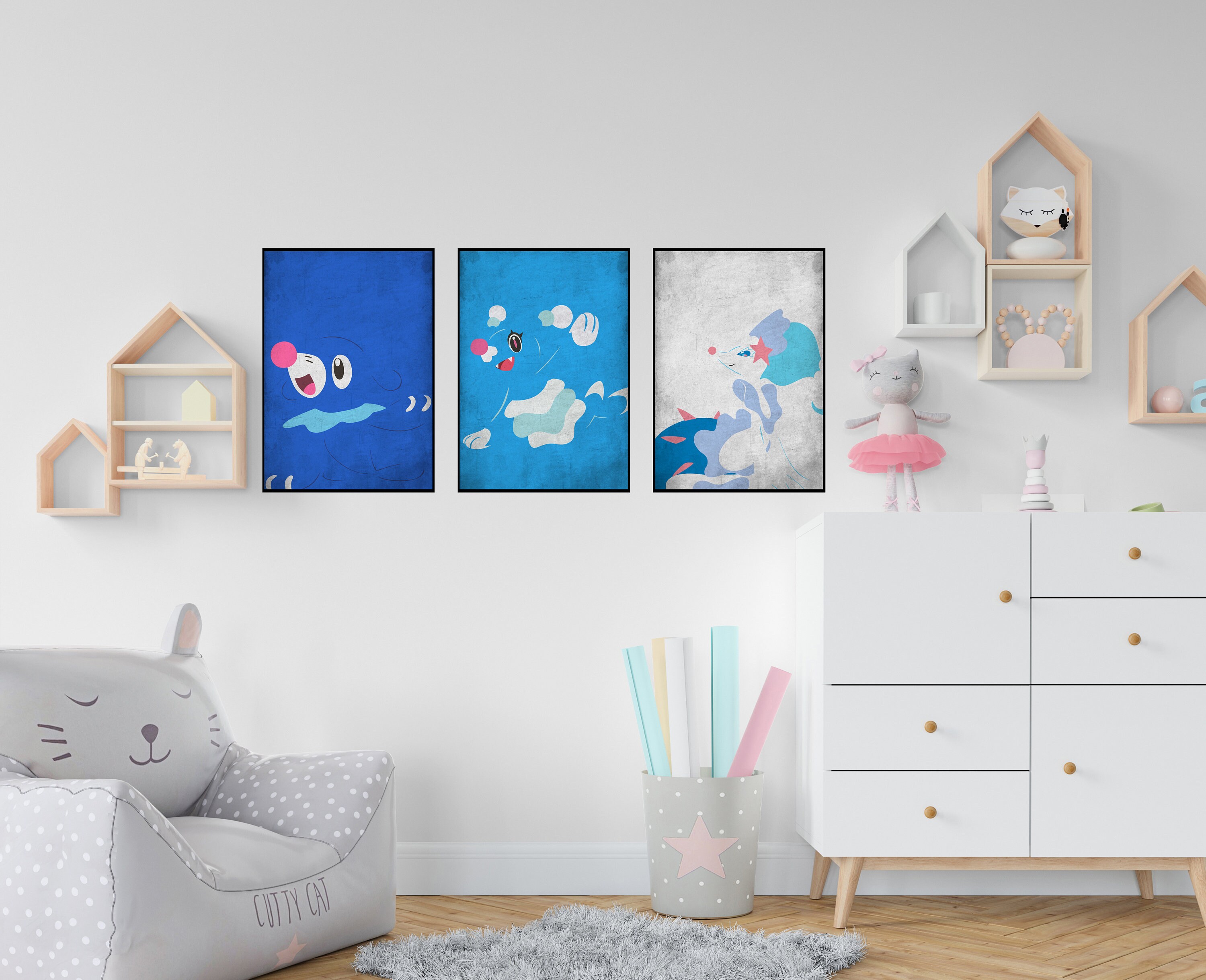 Popplio Evolution Poster Set Wall Art Print - Etsy
