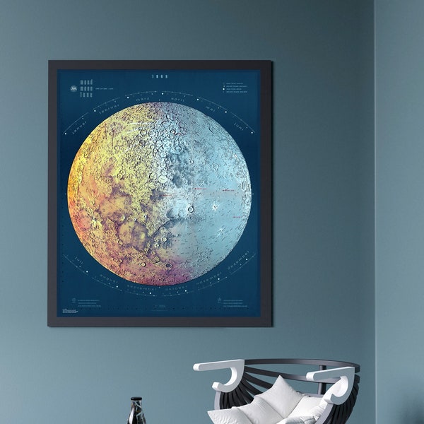 Topographic Map of the Moon - Etsy