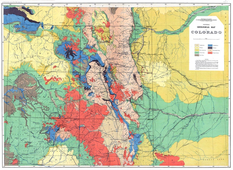 General Geological Map of Colorado 1881 INSTANT DOWNLOAD - Etsy