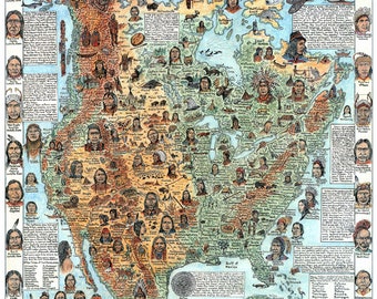 US Map of Native American Indian Tribes and Linguistic Stocks 1650 ...