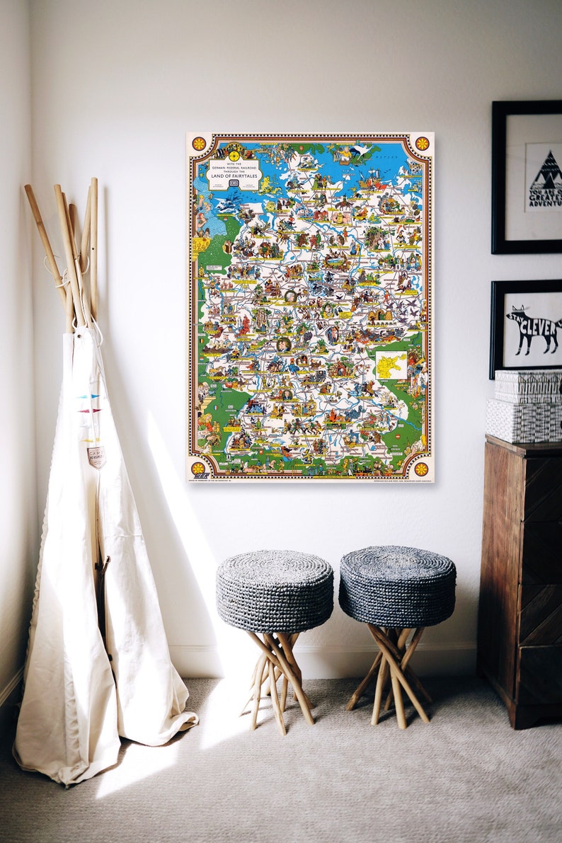 Map of Germany as a Land of Fairy Tales 1960 INSTANT DOWNLOAD - Etsy