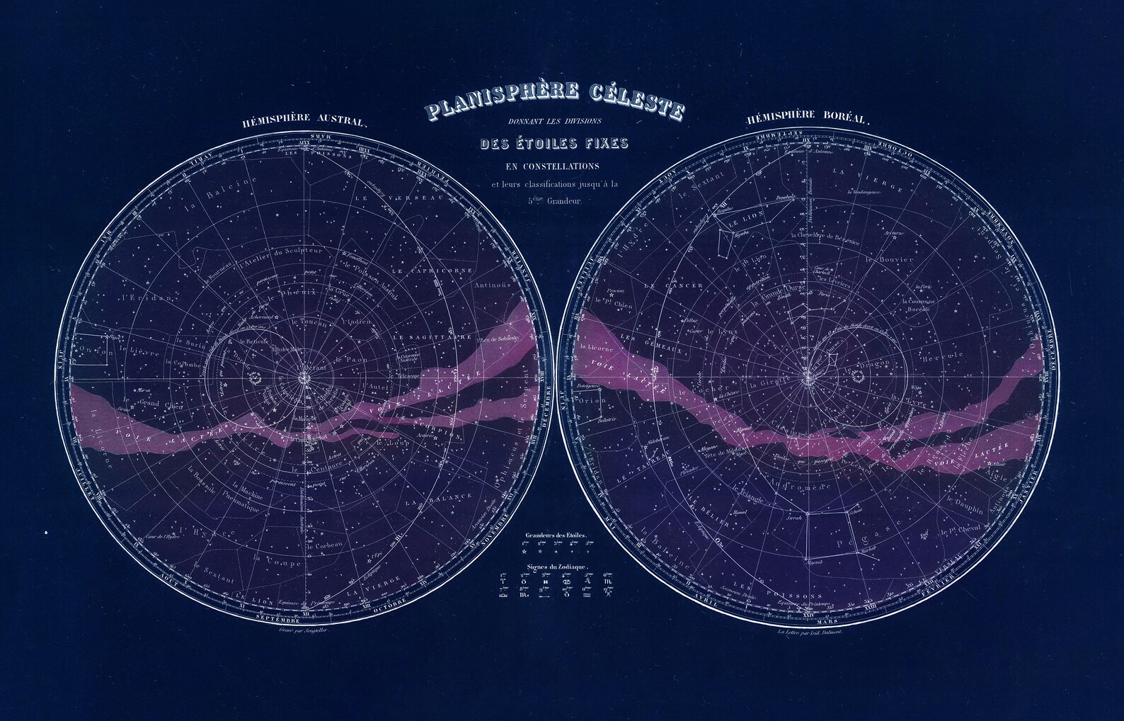 Planisferio Celeste. Hemisferio Austral. Hemisferio Boreal 1892 ...