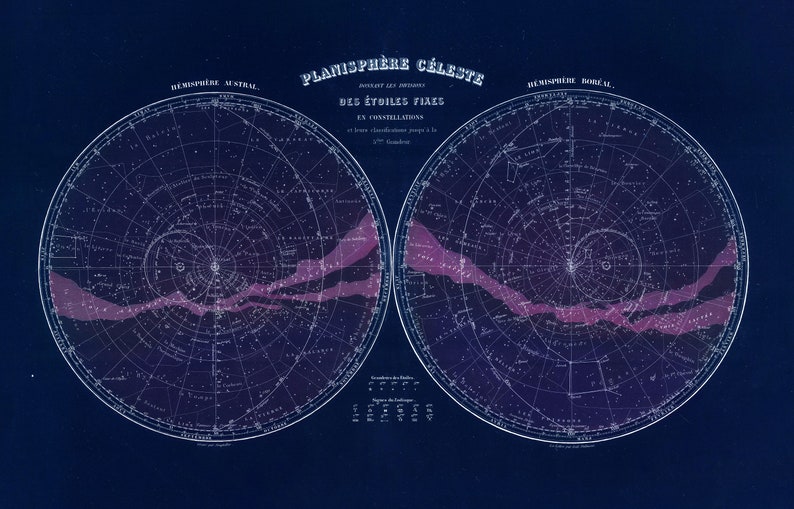 Celestial Planisphere. Southern Hemisphere. Northern - Etsy