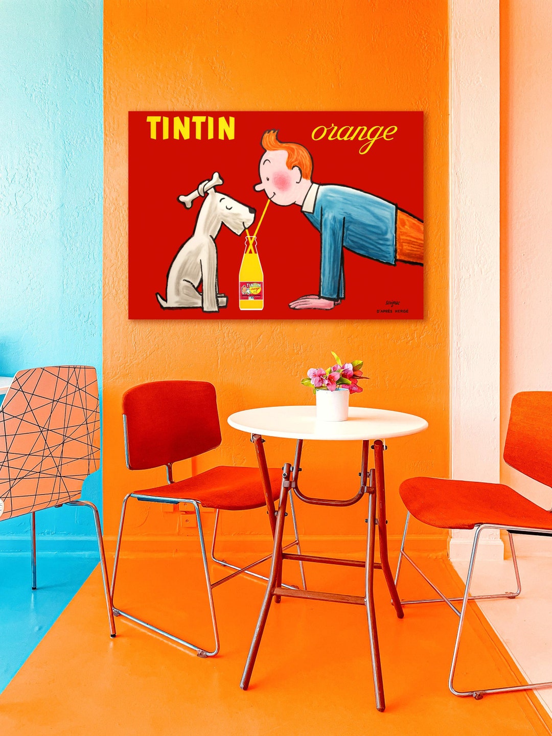 Tintin and Snowy Promotional Poster for a Soda Called tintin Orange ...