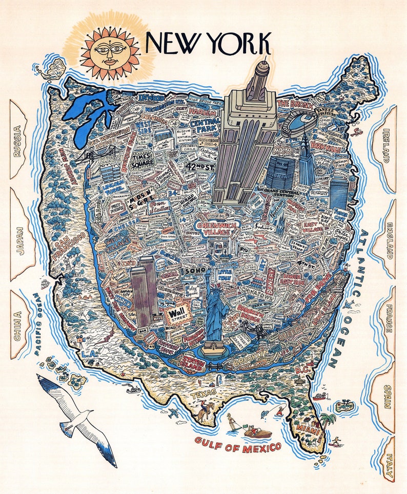 Map of New York City Located in the Center of the World, in Isometric ...
