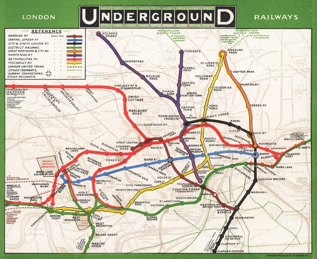 London 1908 1st Underground Tram Train and Station Route - Etsy