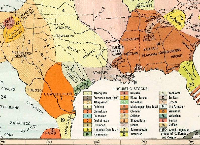 North American Indian Tribes and Linguistic Boundaries, 1650 Poster ...