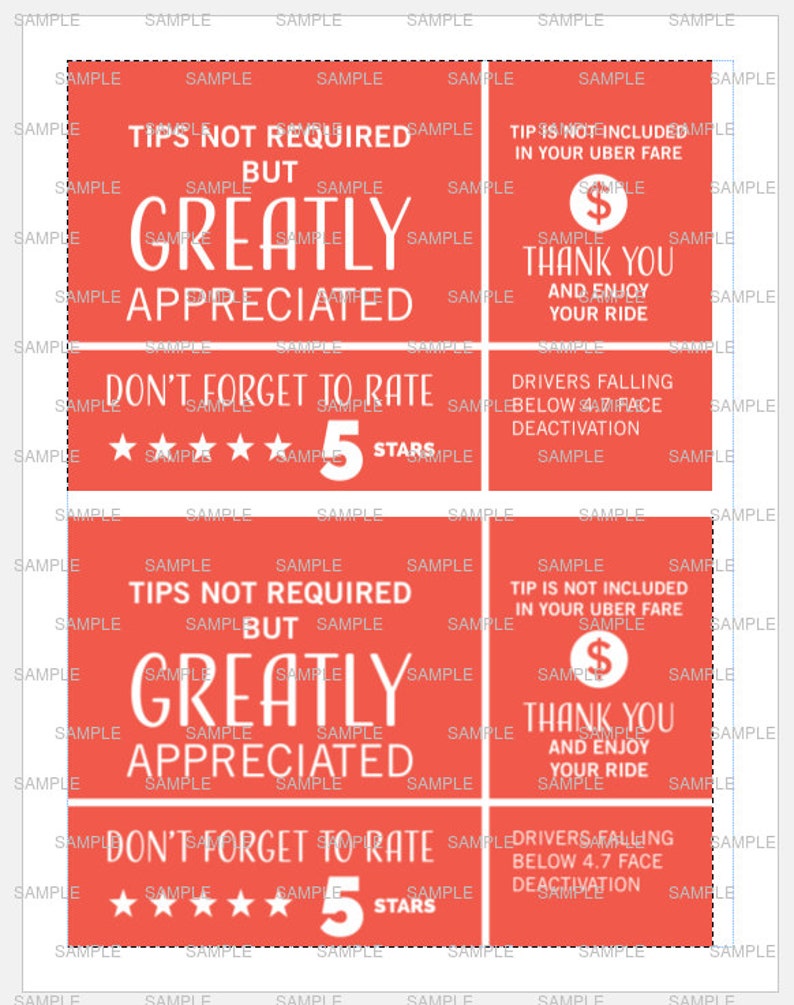 Uber Tip Sign - 2 Signs, 5 Star Rating, Rideshare, Get It ASAP Digital ...