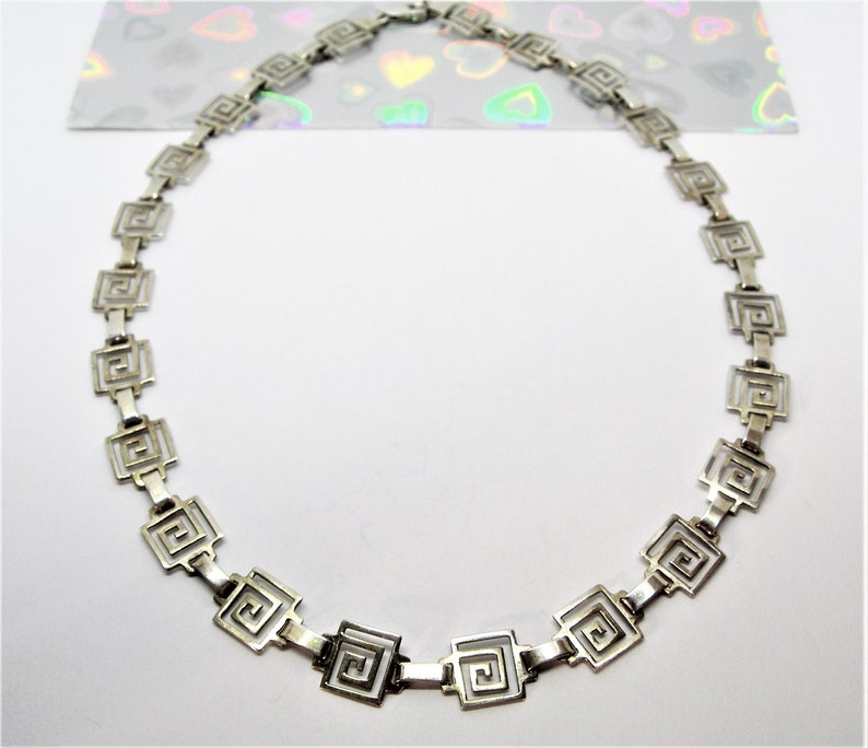 Sterling SILVER CHOKER GREEK Key Vintage Necklace - Etsy UK