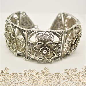 Sterling Silver Filigree Bracelet Vintage Large - Etsy UK
