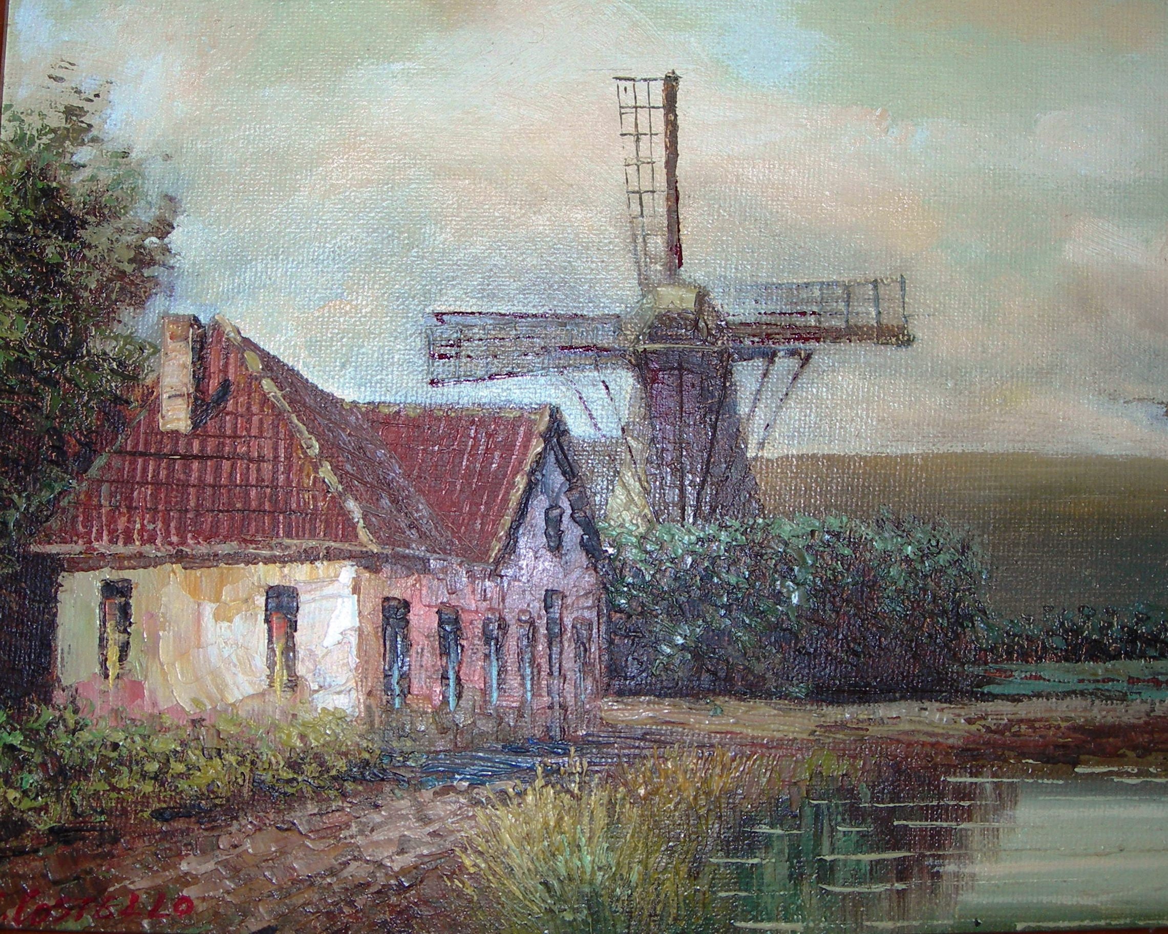 The Windmill Original ,oil ,painting, Signed ,costello - Etsy