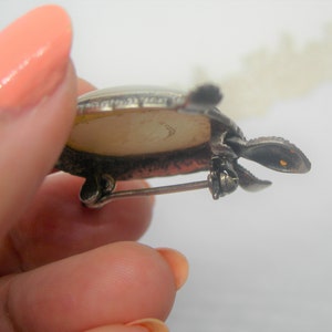 Sterling SILVER BROOCH A TURTLE With Mother of Pearl and Marcasite ...