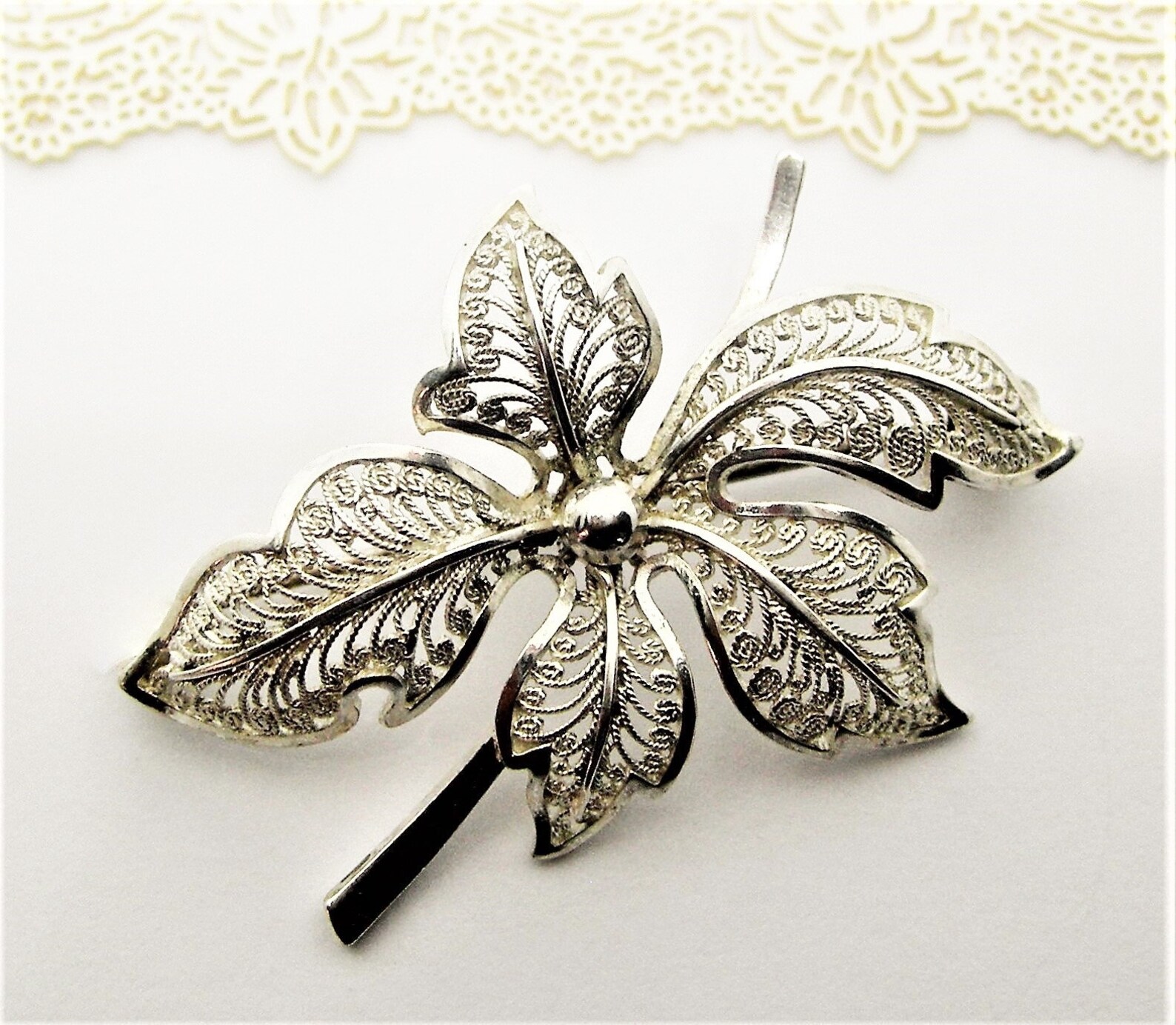 SILVER FILIGREE BROOCH A Flower Foreign Design Vintage - Etsy UK
