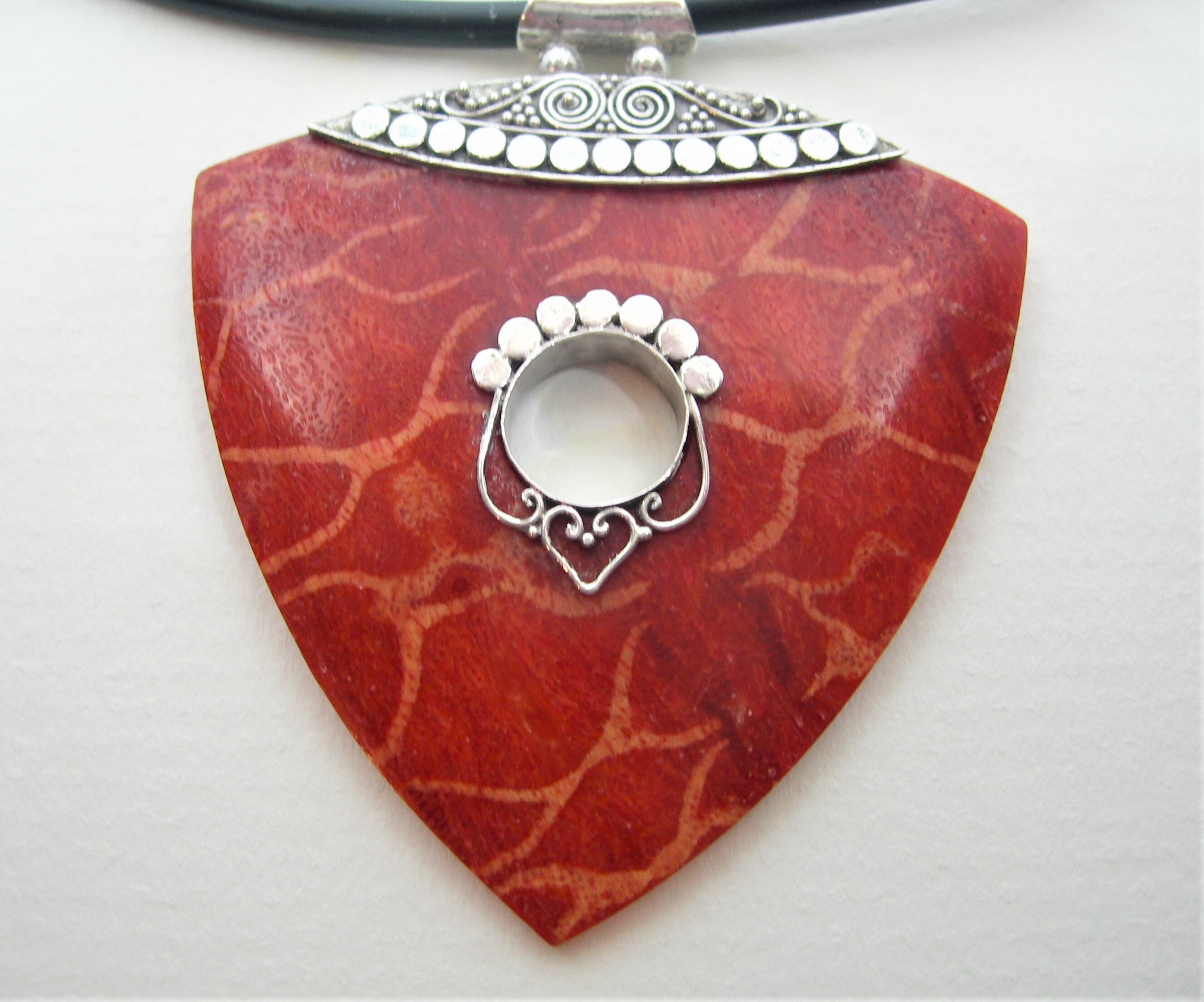 Genuine Coral and Sterling Silver Pendant - Etsy UK