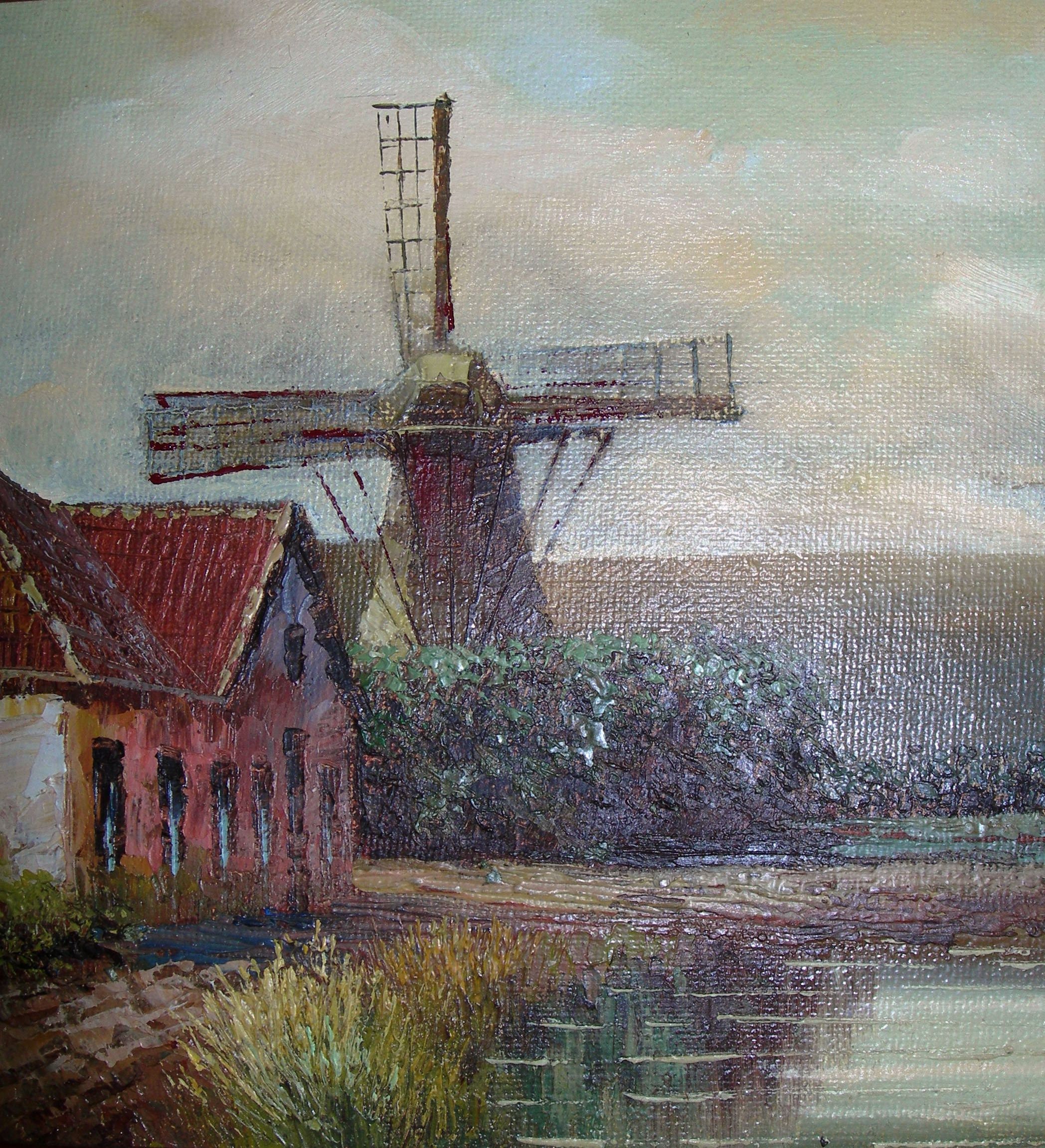 The WINDMILL ORIGINAL OIL Painting Signed Costello - Etsy