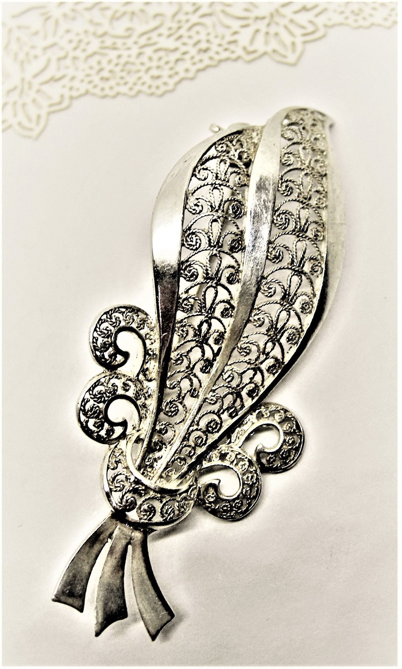 Sterling SILVER FILIGREE BROOCH French Fleur De Lis Lily - Etsy UK