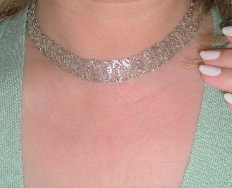Sterling SILVER FILIGREE CHOCKER Necklace Vintage - Etsy UK
