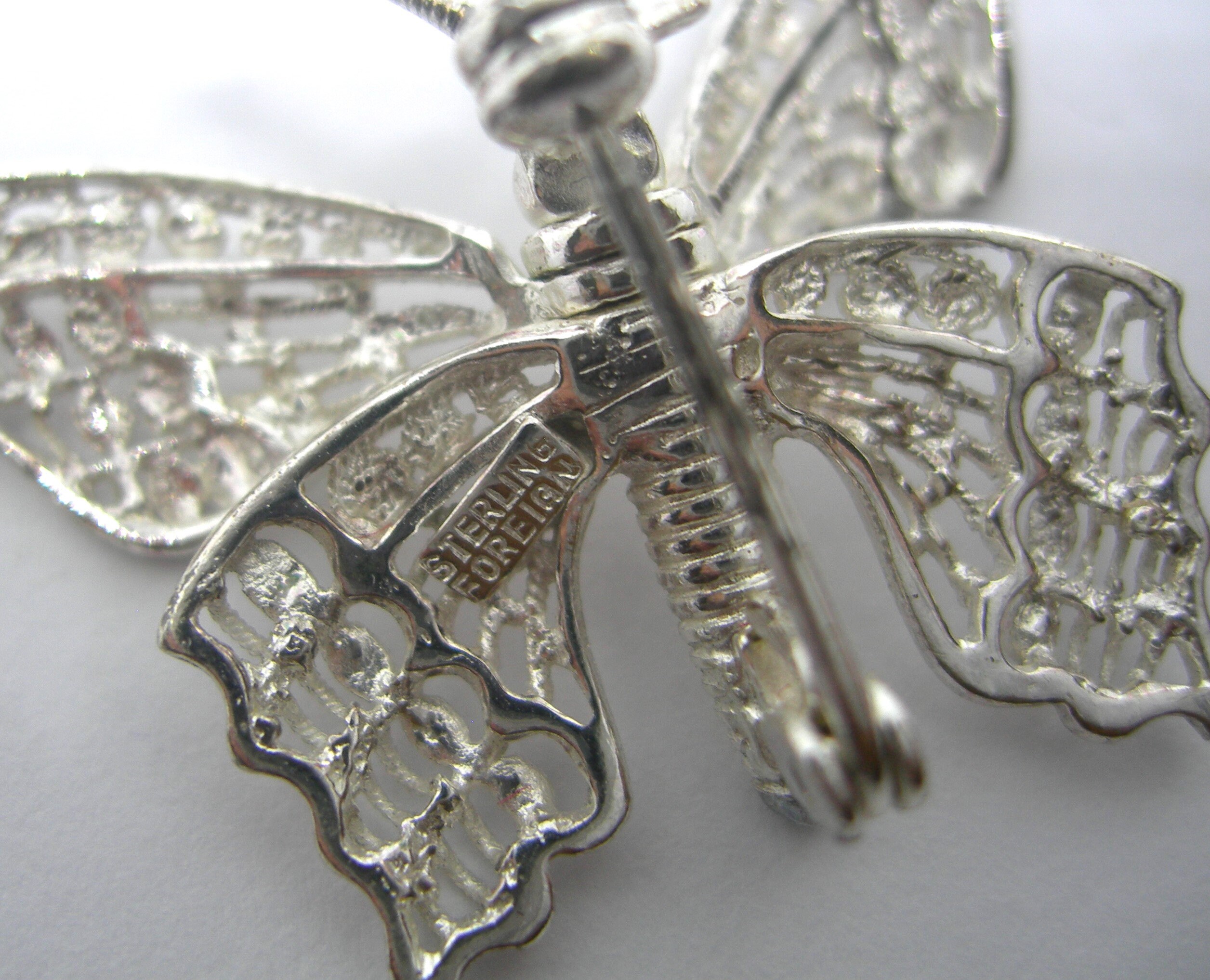 Sterling SILVER FILIGREE BROOCH A Butterfly Foreign Design Vintage ...