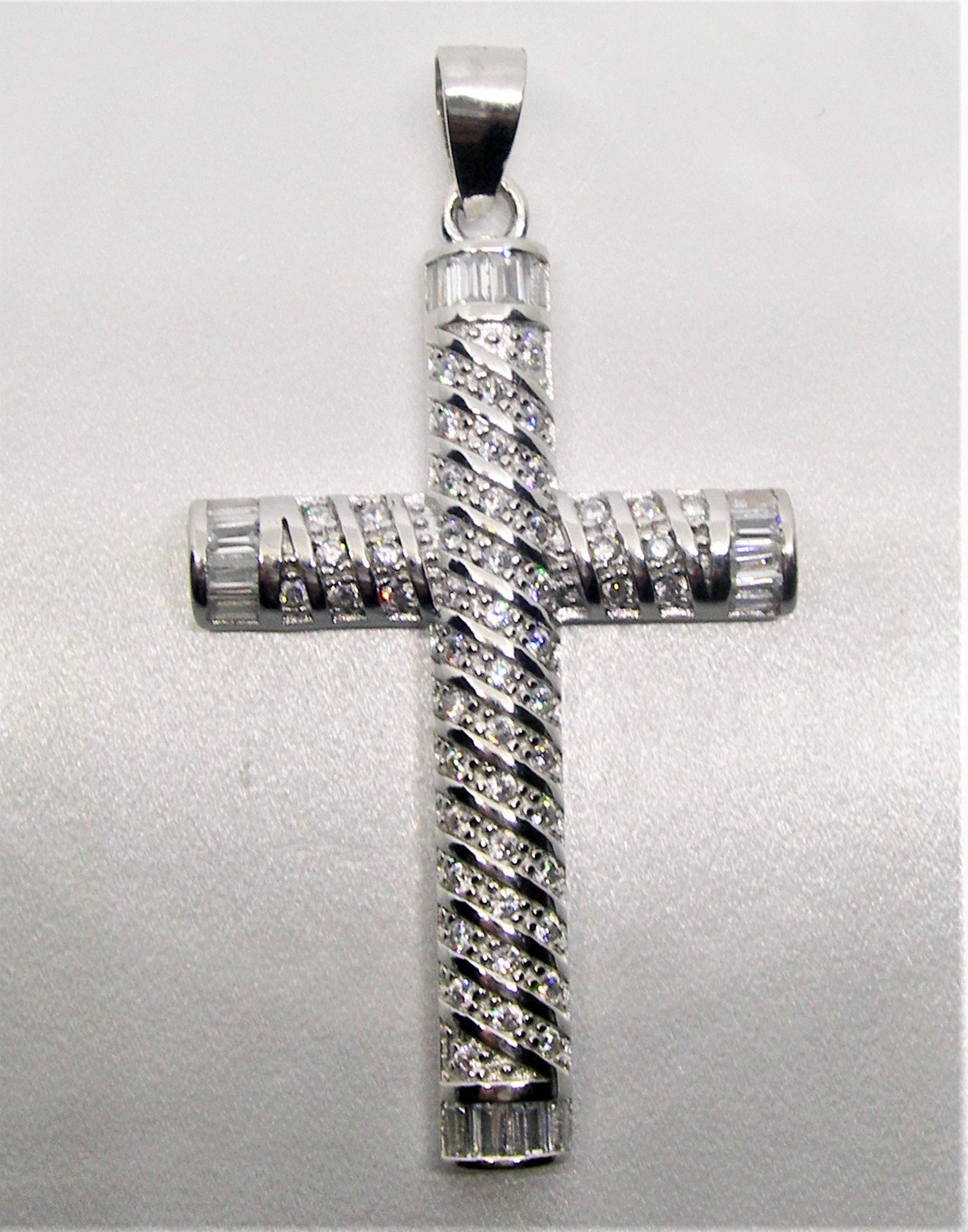 Sterling Silver Cross Pendant With Zirconia Large Modernistic - Etsy UK