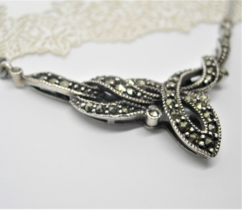 CELTIC SILVER Bib NECKLACE Sparkling With Marcasite Stones - Etsy UK