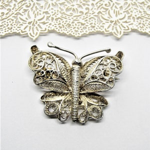 Silver FILIGREE BROOCH A BUTTERFLY Vintage - Etsy UK