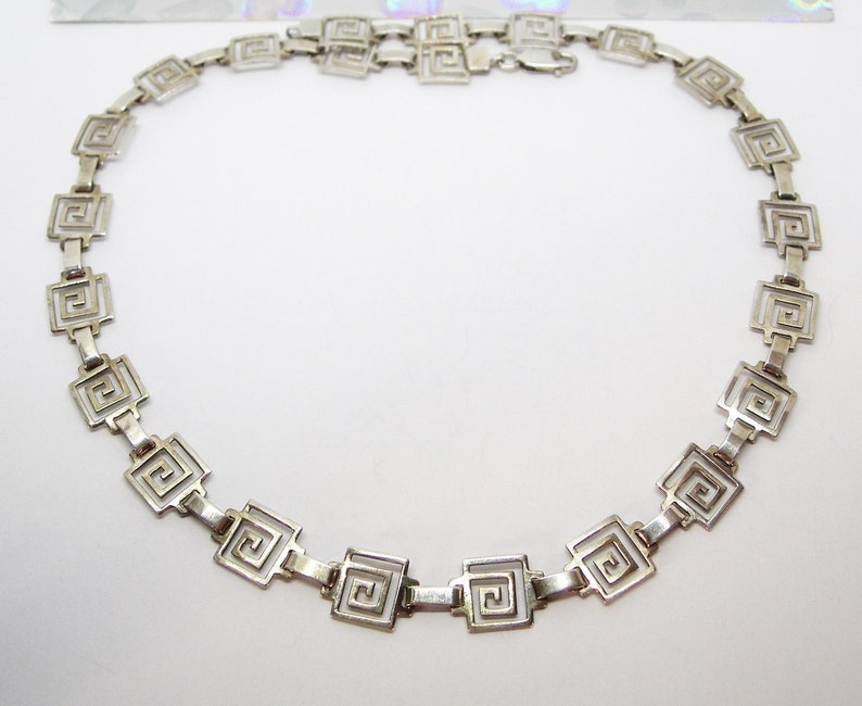 Sterling SILVER CHOKER GREEK Key Vintage Necklace - Etsy UK