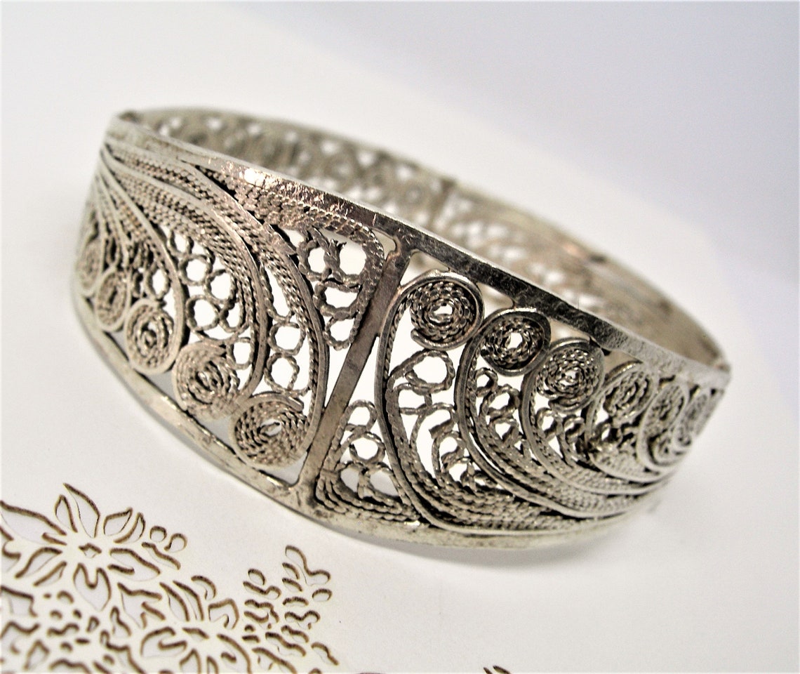 Sterling SILVER FILIGREE BRACELET Bangle Vintage - Etsy UK