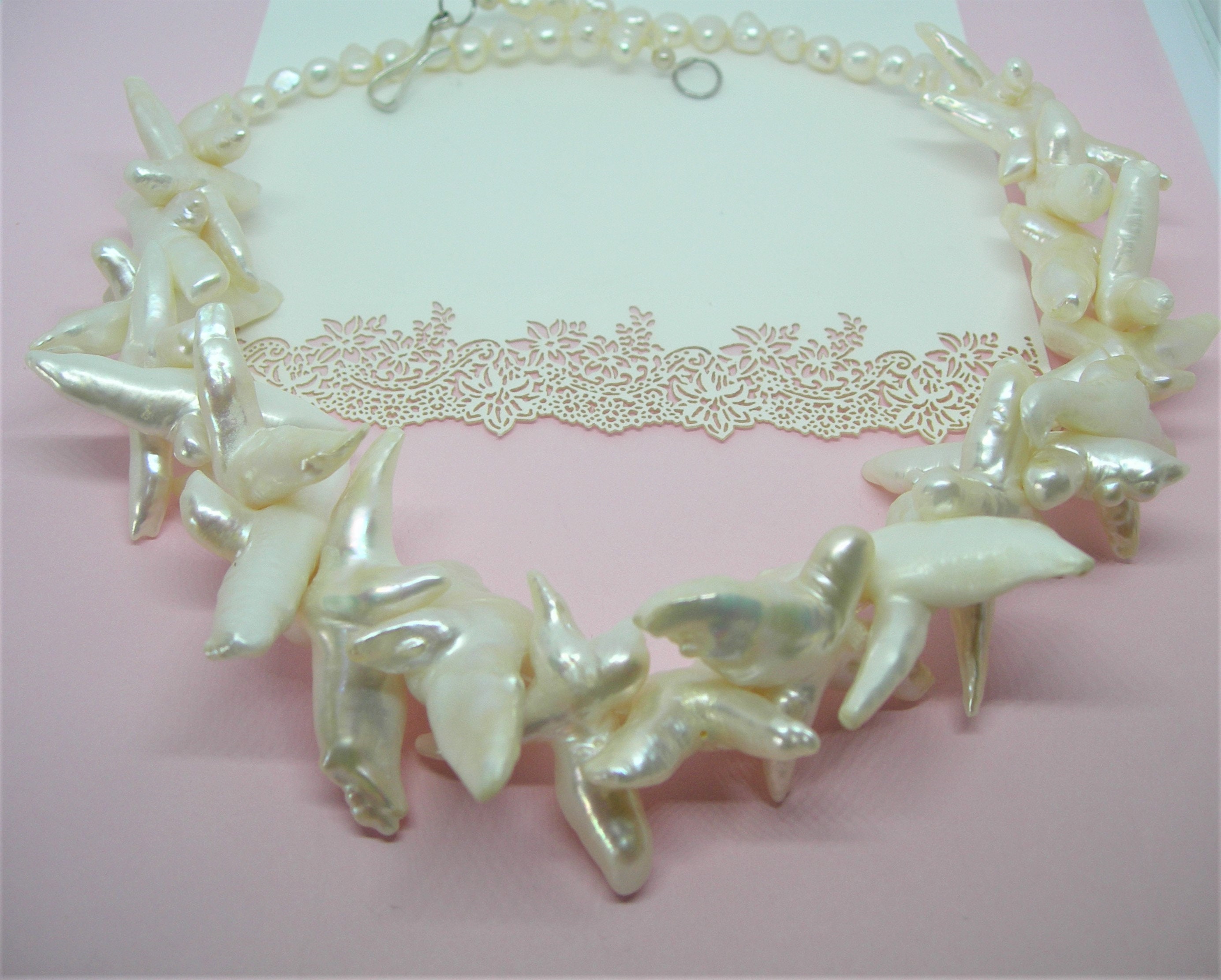 GENUINE BAROQUE PEARLS Necklace Freshwater Sterling Silver - Etsy UK