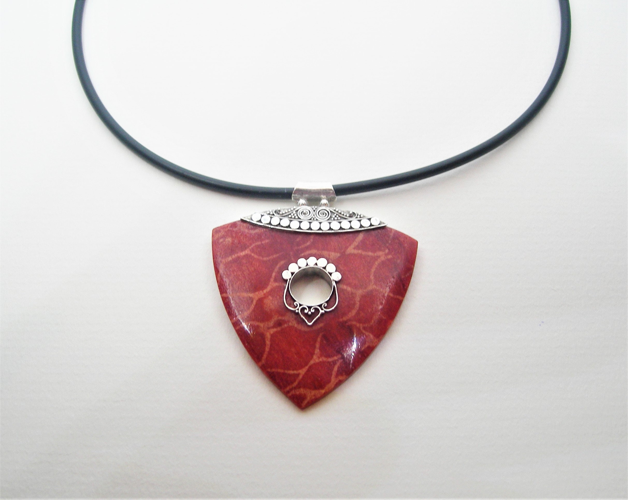 Genuine Coral and Sterling Silver Pendant - Etsy UK