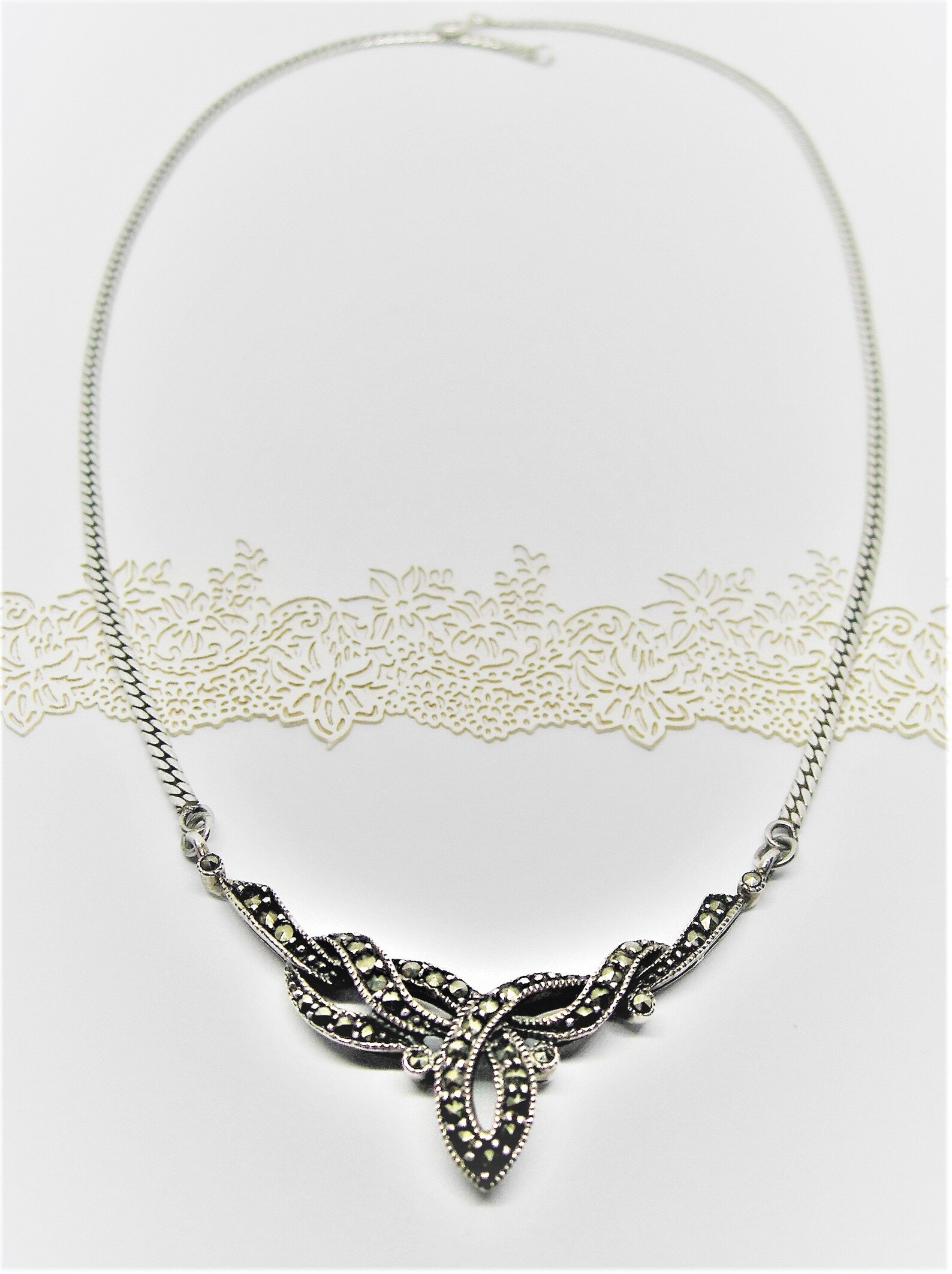 CELTIC SILVER Bib NECKLACE Sparkling With Marcasite Stones - Etsy UK