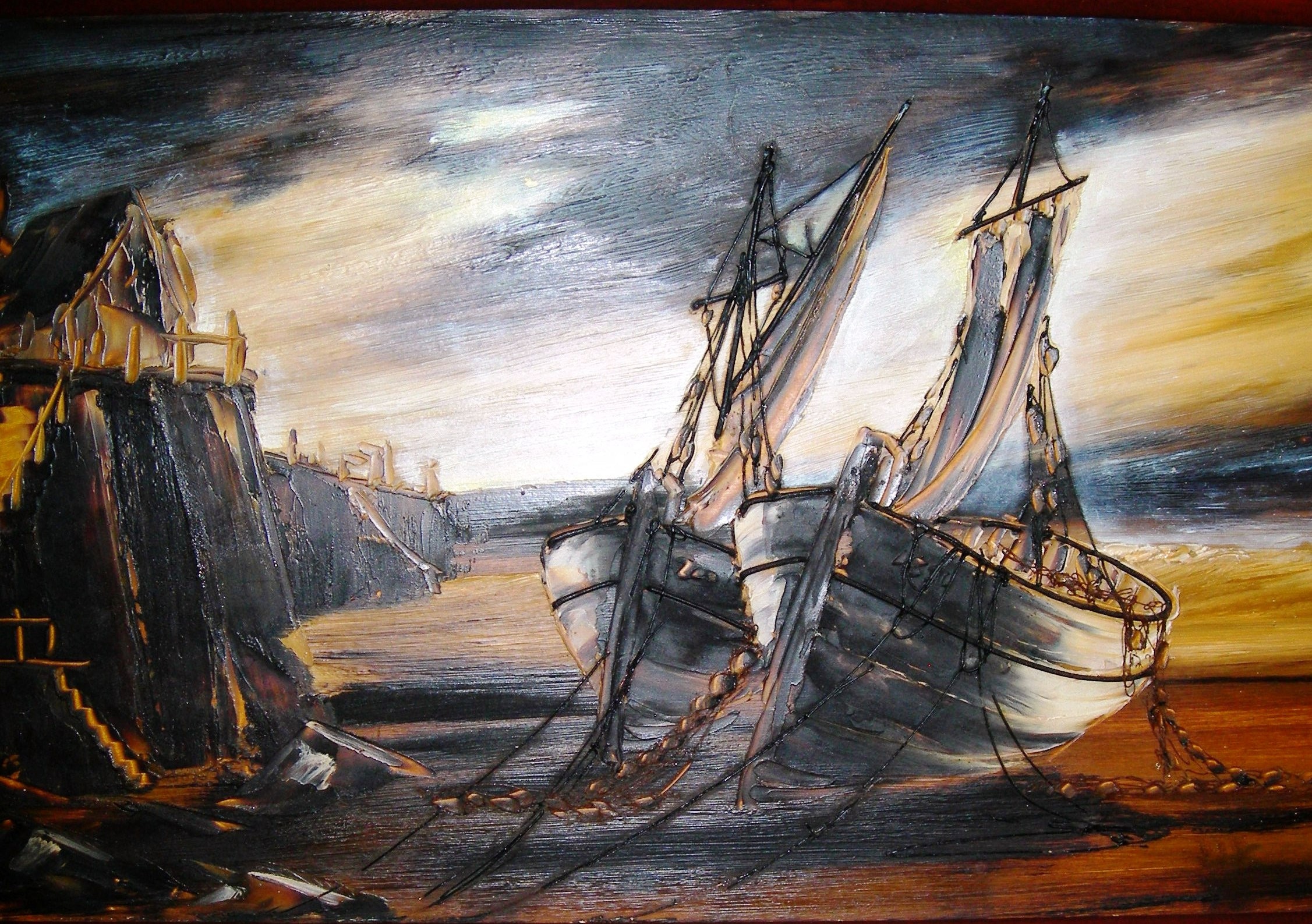 Large Original Oil Painting Two Boats Artist: Hawkes Vintage - Etsy