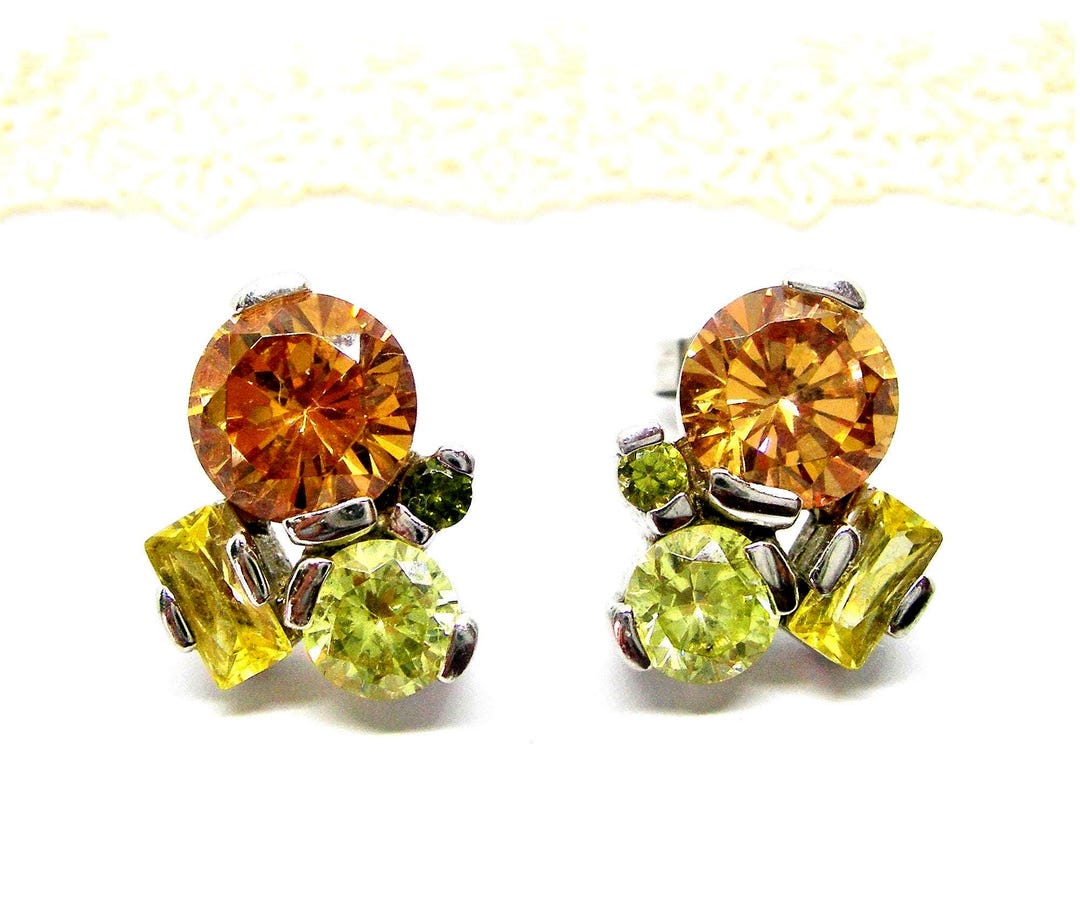 Sparkling CITRON SILVER EARRINGS - Etsy UK