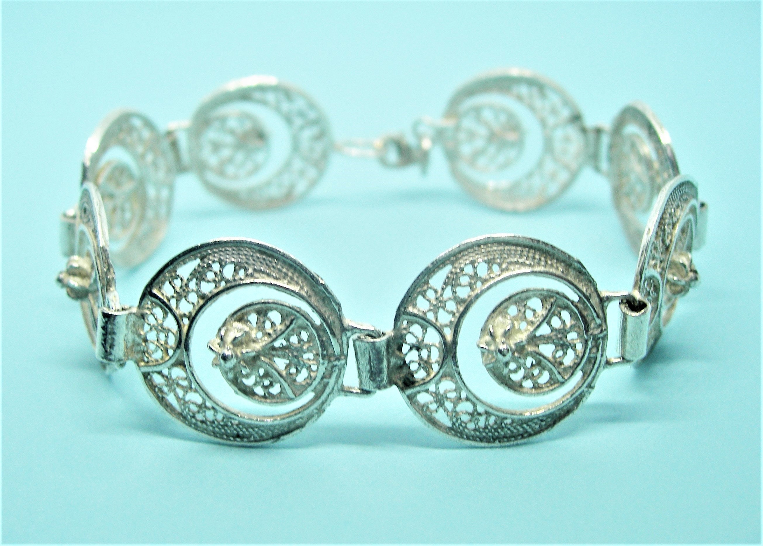 Sterling Silver Filigree Bracelet Vintage - Etsy UK