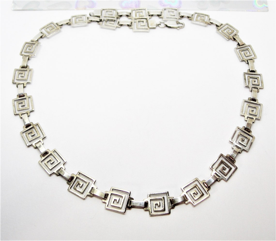 Sterling SILVER CHOKER GREEK Key Vintage Necklace - Etsy UK
