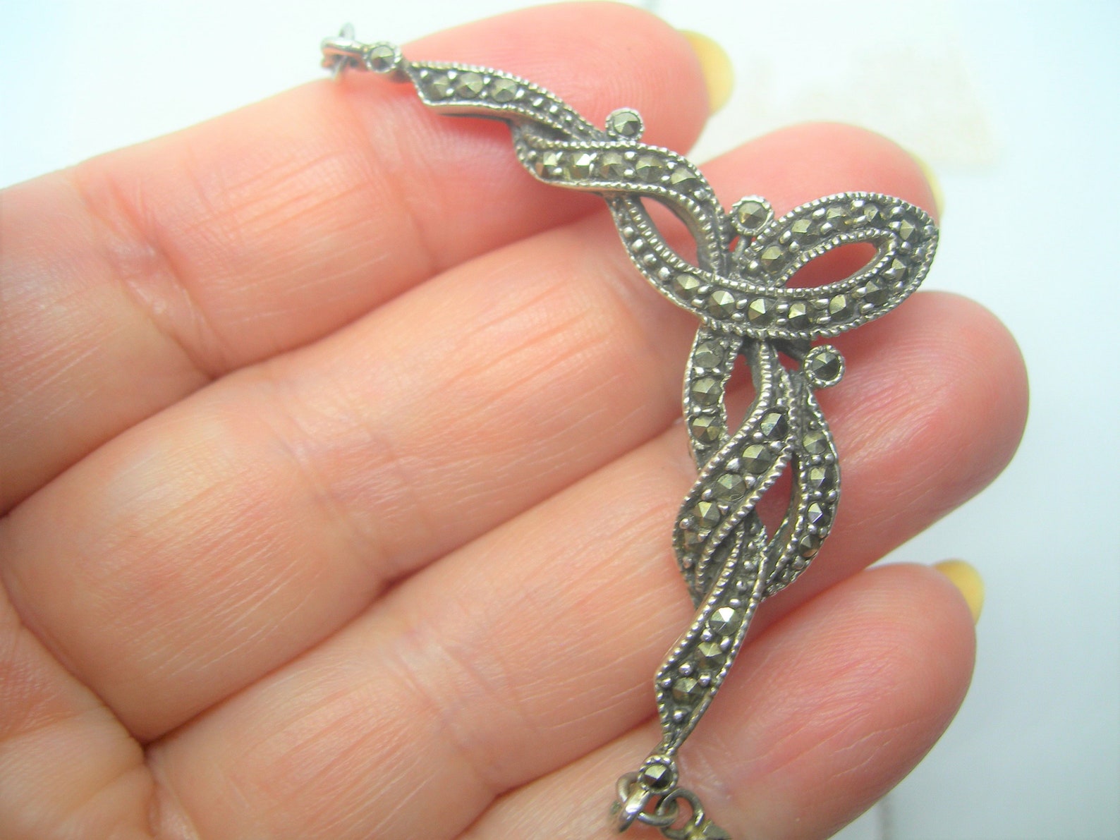 CELTIC SILVER Bib NECKLACE Sparkling With Marcasite Stones - Etsy UK