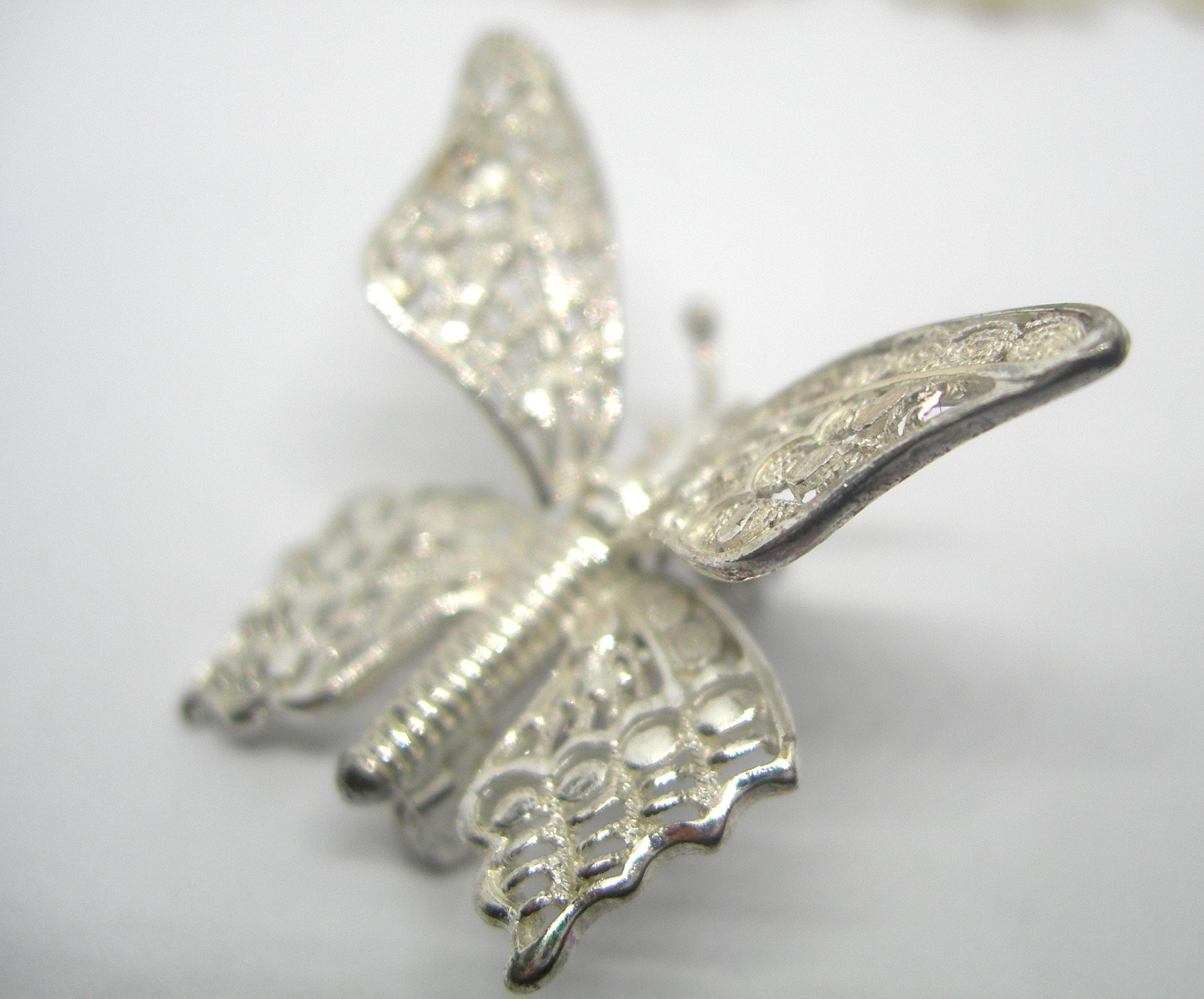 Sterling SILVER FILIGREE BROOCH A Butterfly Foreign Design Vintage ...