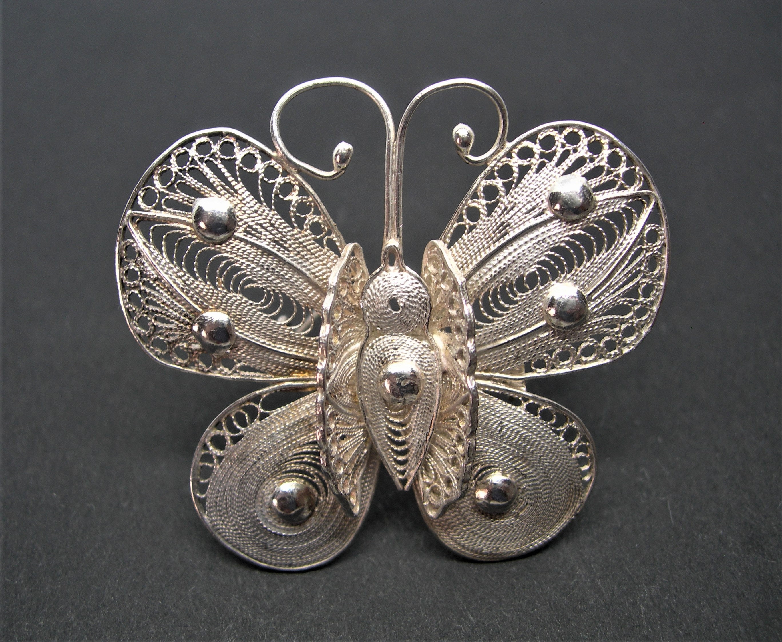 A Butterfly Sterling Silver Filigree Brooch - Etsy