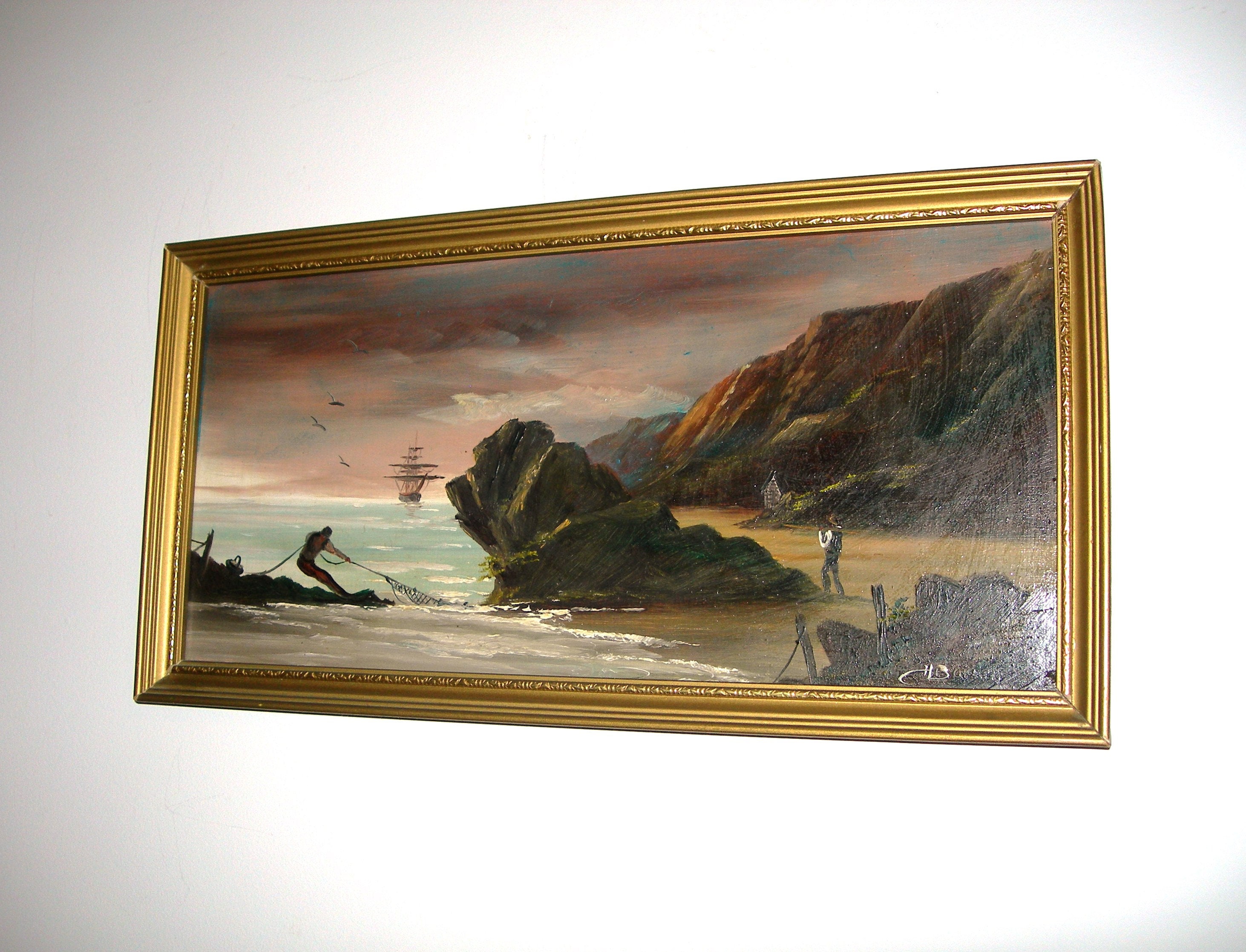Original Oil Painting Sea Landscape Penzance Signed H.barden - Etsy UK