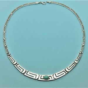 TURQUOISE SILVER CHOKER Greek Key Art Designed Vintage - Etsy UK