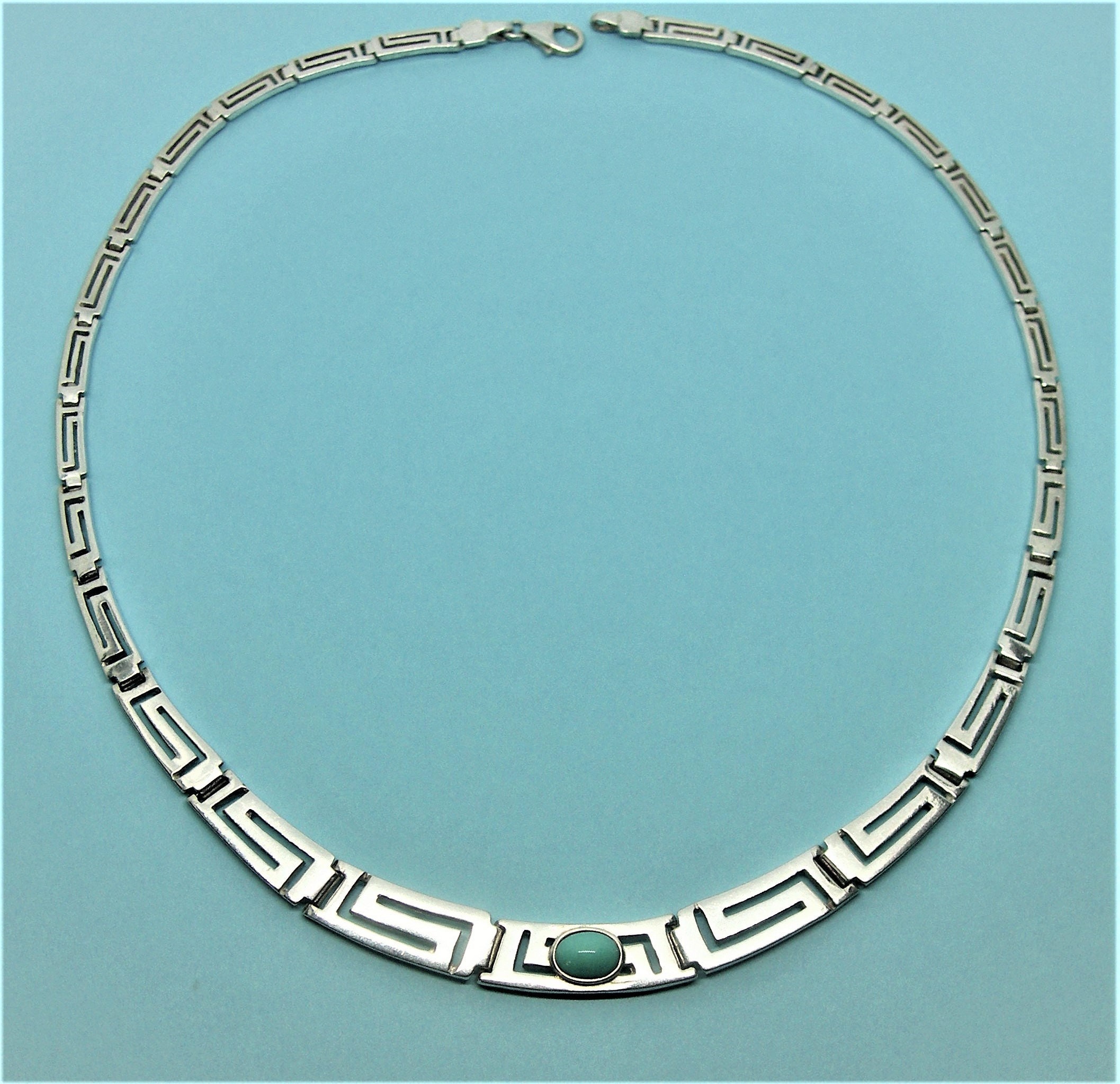 TURQUOISE SILVER CHOKER Greek Key Art Designed Vintage - Etsy UK