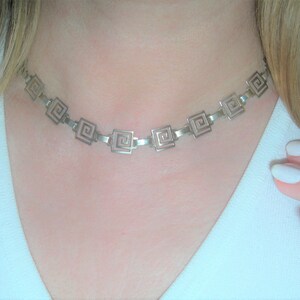 Sterling SILVER CHOKER GREEK Key Vintage Necklace - Etsy UK