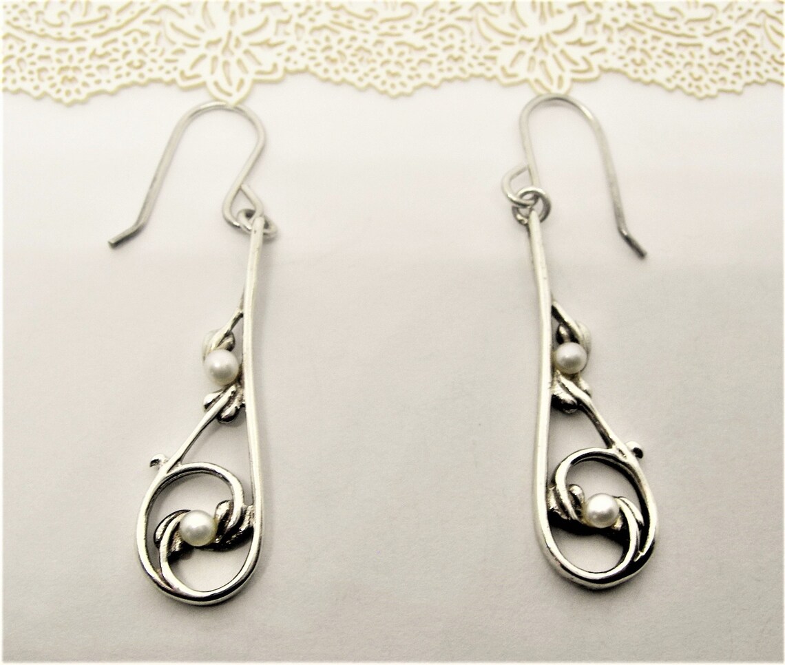 MACKINTOSH SILVER EARRINGS With Genuine White Pearls Sterling - Etsy UK