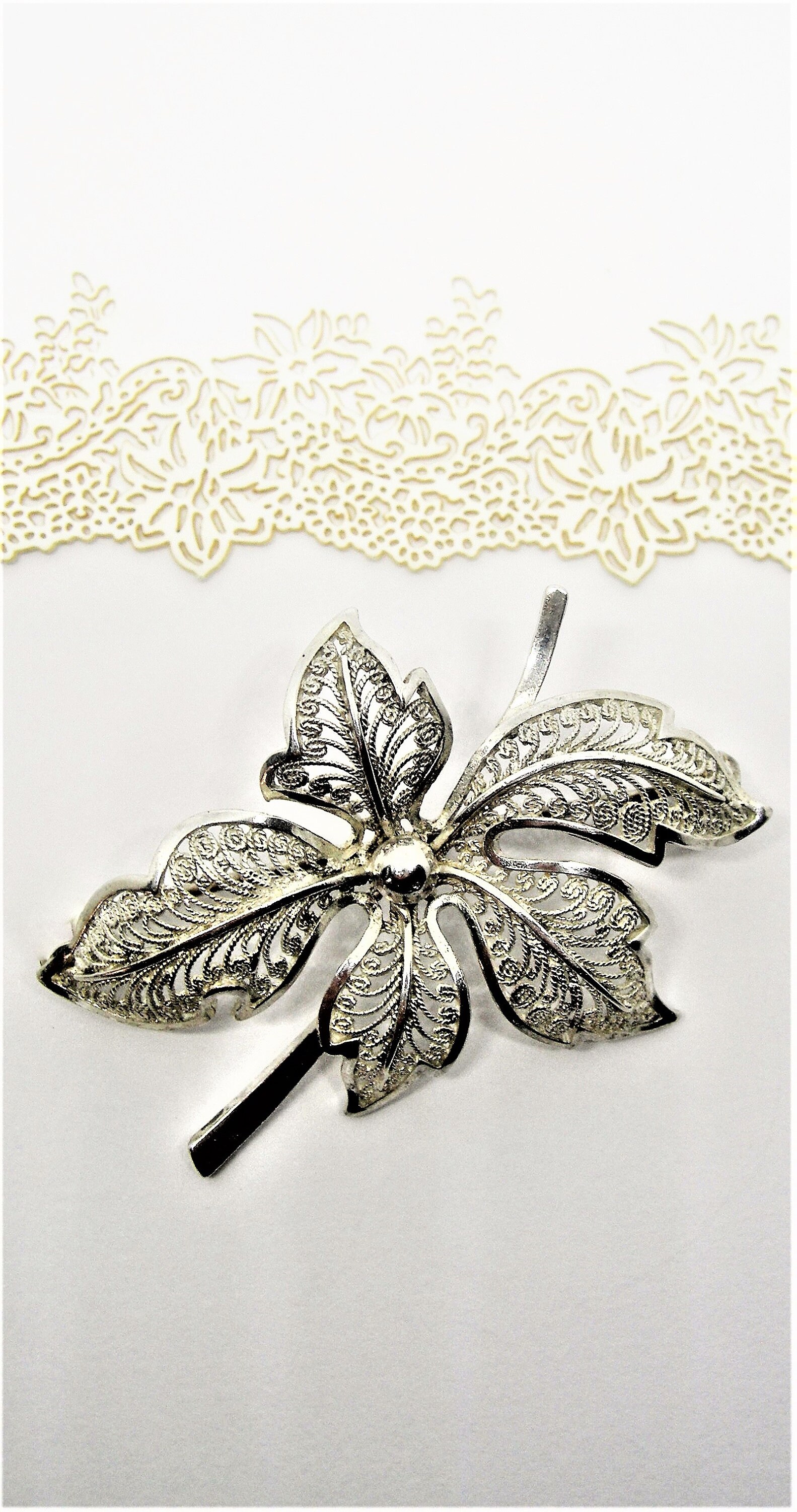 SILVER FILIGREE BROOCH A Flower Foreign Vintage - Etsy UK