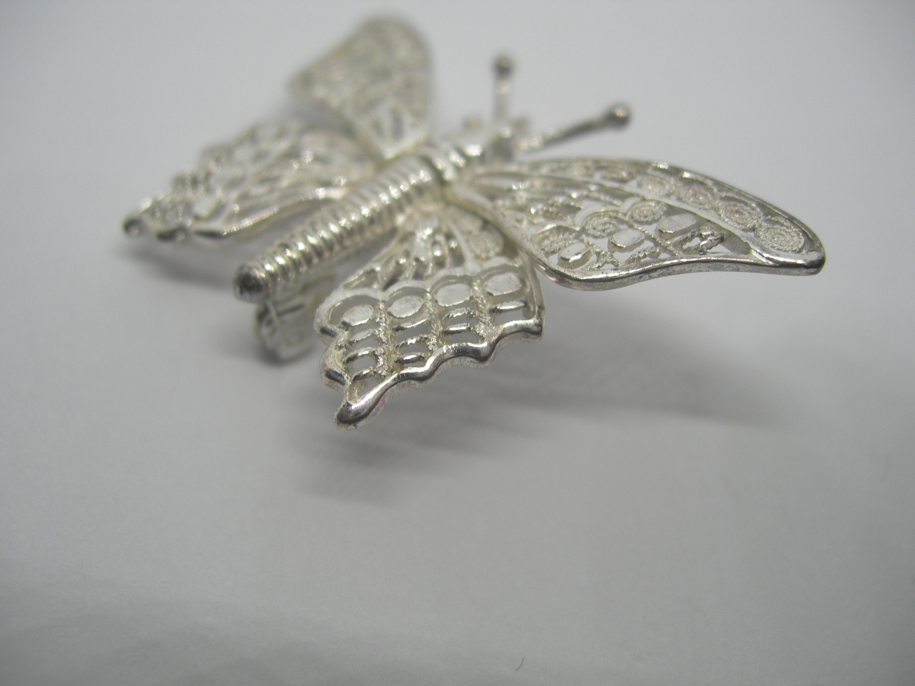 Sterling SILVER FILIGREE BROOCH A Butterfly Foreign Design Vintage ...