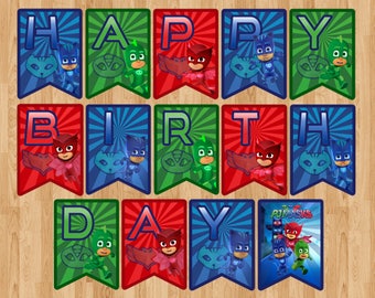 Pj Masks Birthday Banner | Etsy